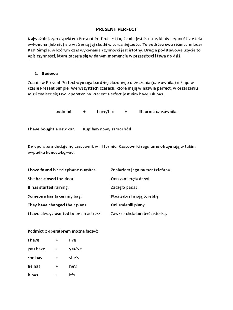 Present Perfect | PDF