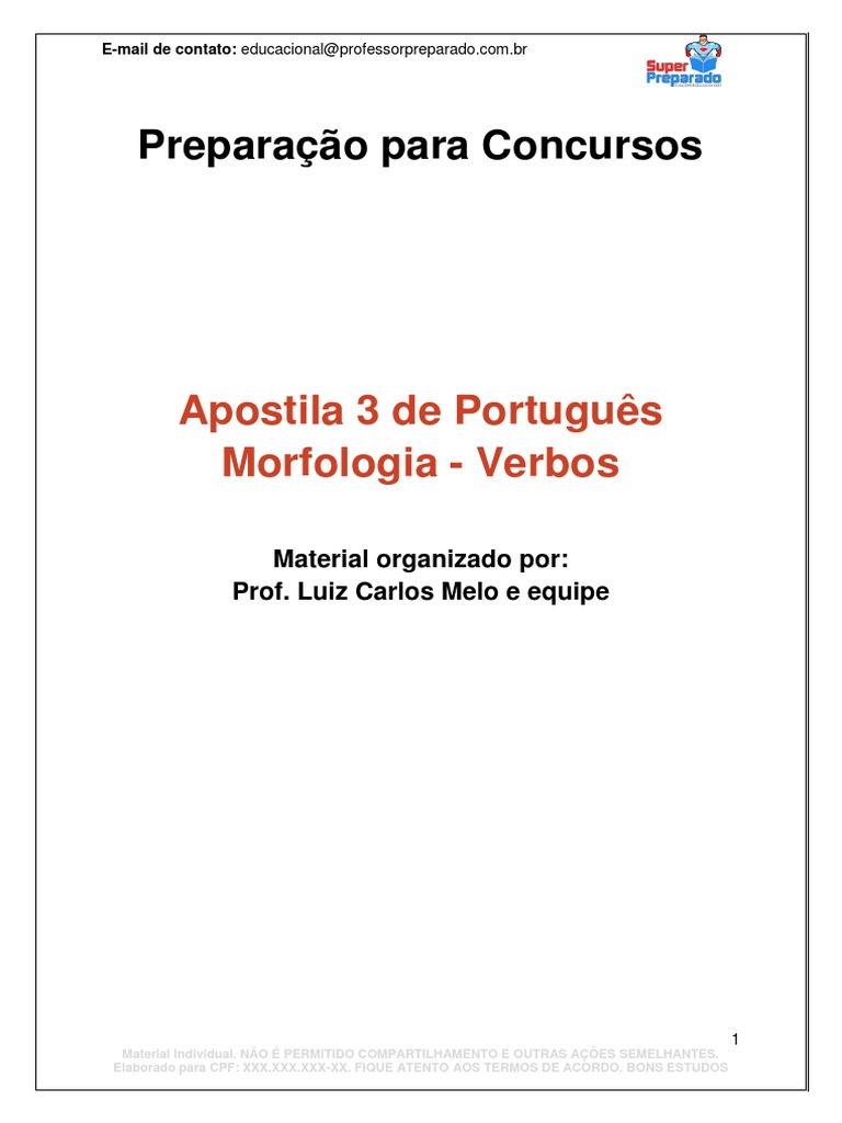 Apostila3dePortuguêsMorfologia Verbos 20200102 182707 | PDF | Saturno ...