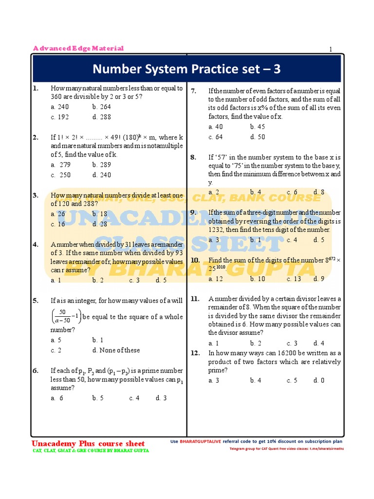 Numbers System Set - 3 | PDF | Numbers | Elementary Mathematics