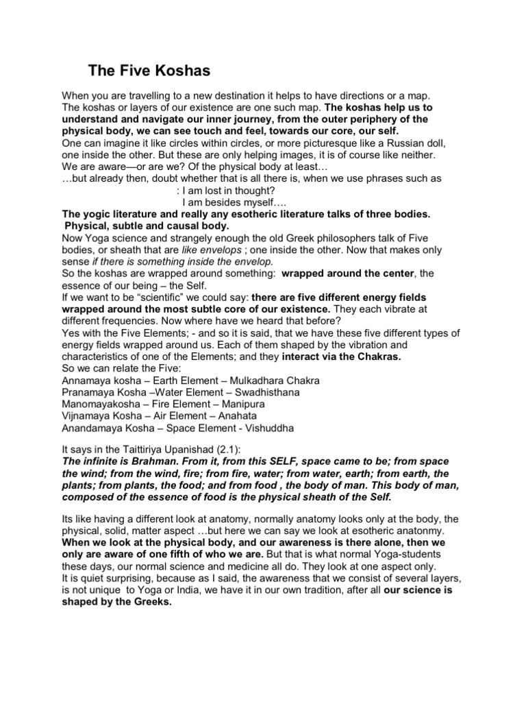 The Five Koshas | PDF | Yoga | Asana