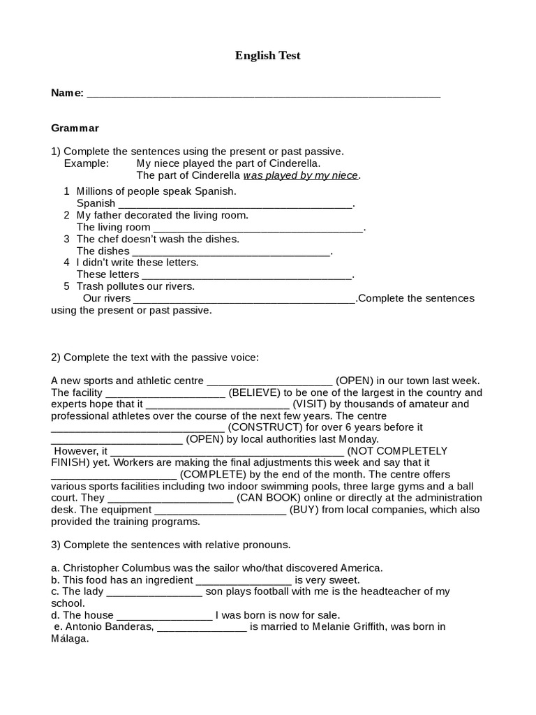 English Passive Voice Test and Travel Tips | PDF