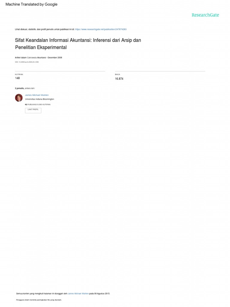 The Nature of Accounting Information Reliability I | PDF