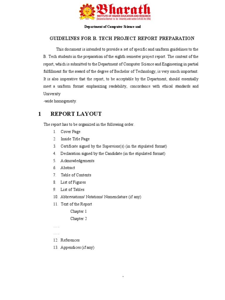 Project Report Preparation Guidelines - CSE | Download Free PDF ...