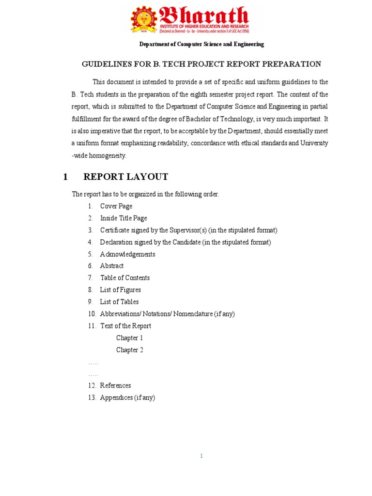 B. Tech Project Report Guidelines | PDF | Thesis | Paragraph