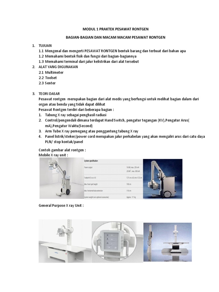 Modul 1 Praktek Pesawat Rontgen Dan Bagian | PDF
