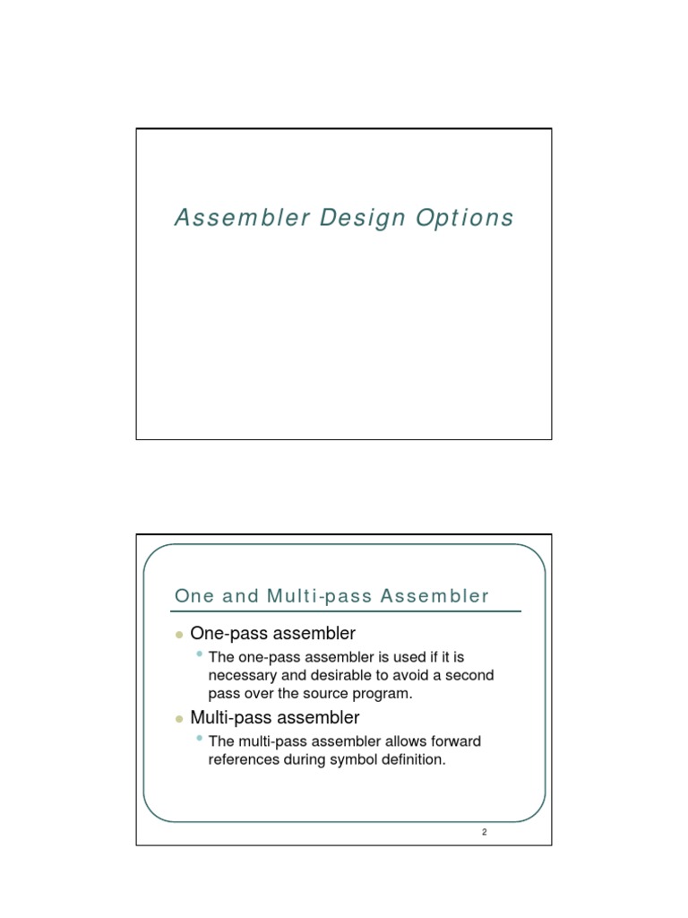 One-pass vs Multi-pass Assemblers | PDF | Assembly Language ...