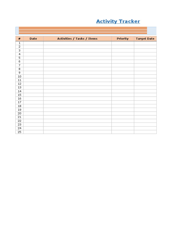Activity Tracker Sheet | PDF | Art