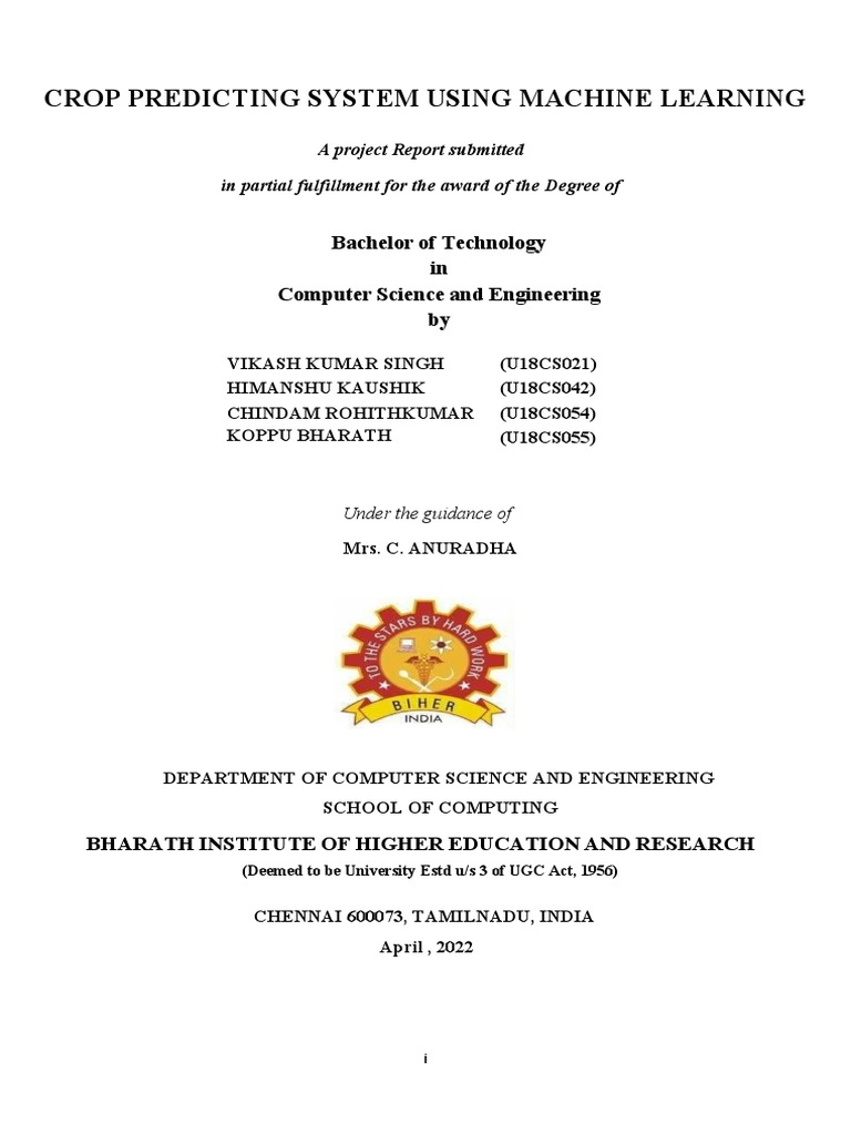 Crop Prediction System Final Report | PDF | Machine Learning | Regression Analysis