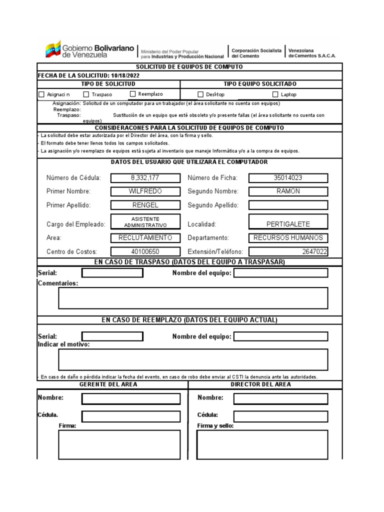 2021 - Formato de Solicitud de Equipo de Computo | PDF | Informática | Edad de información