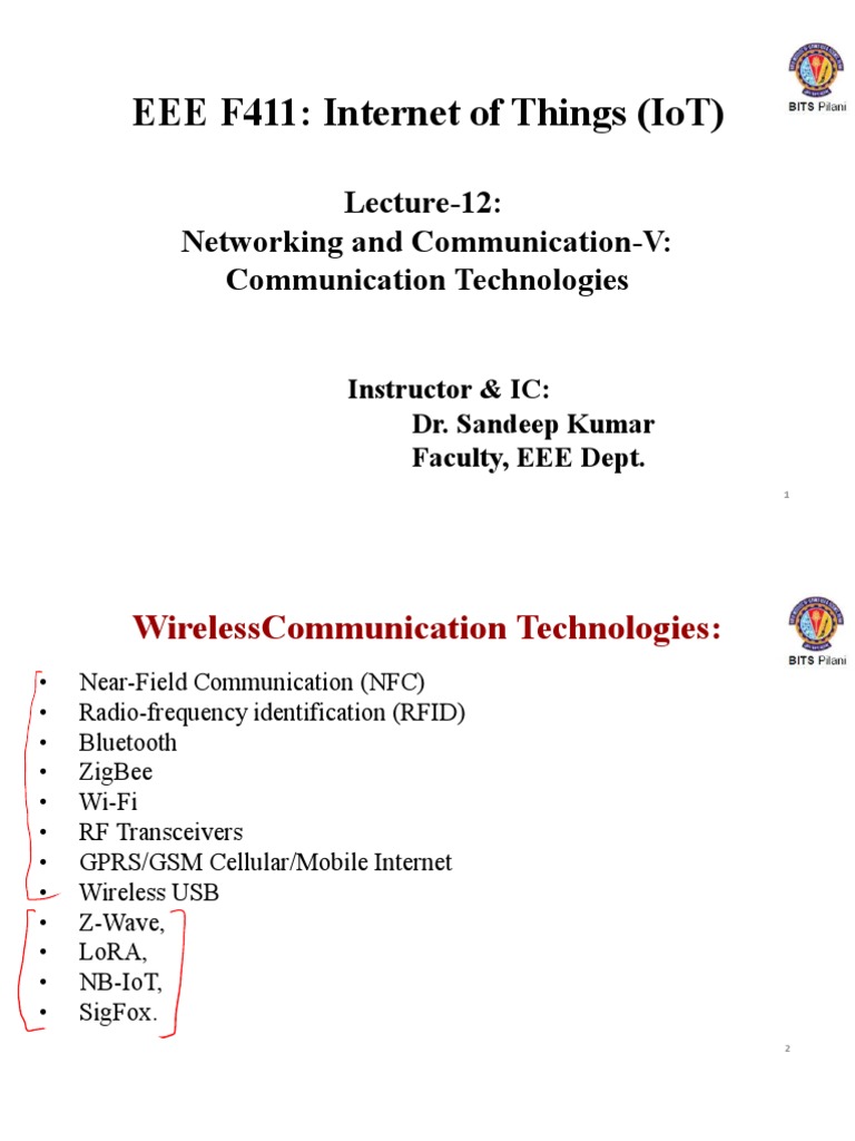 IoT-Lecture-12 - Networking and Communication - V | PDF | Wi Fi | Bluetooth IoT-Lecture-12 - Networking and Communication - V | PDF | Wi Fi | Bluetooth