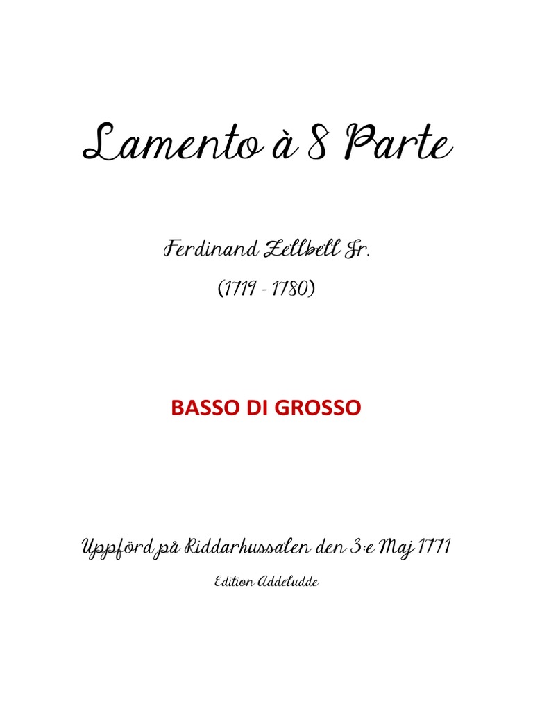 Zellbell - Lamento Oboe, Fagot y Cuerdas (Bajo Continuo) | PDF