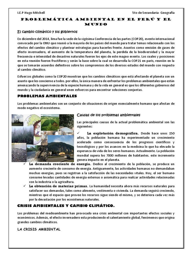 Tema - 1 Problemática Ambiental en El Perú y El Mundo | PDF | Entorno natural | Gases de efecto ...