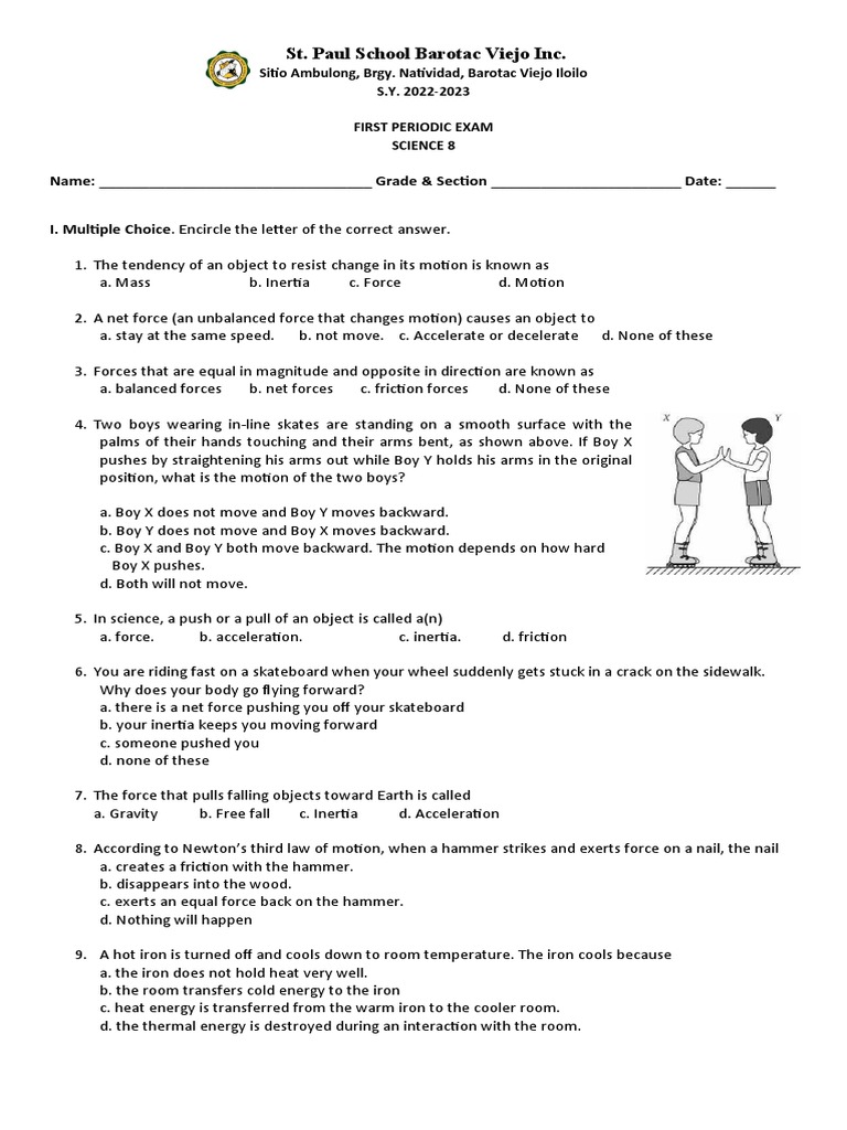 1st Periodic Test - Science 8 | PDF | Force | Newton's Laws Of Motion