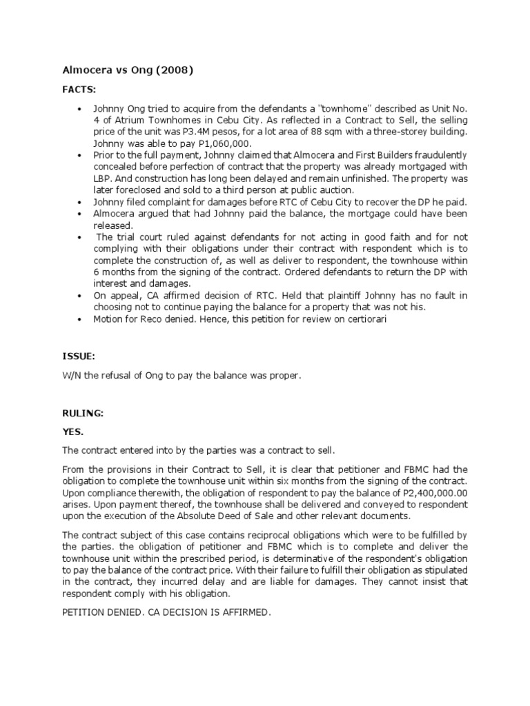 Almocera Vs Ong | PDF | Mortgage Law | Foreclosure