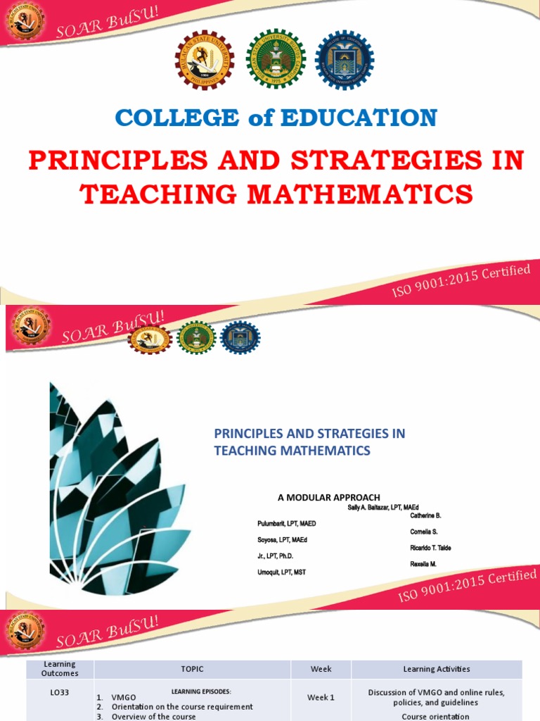 Principles and Strategies in Teaching Math For Students | PDF ...