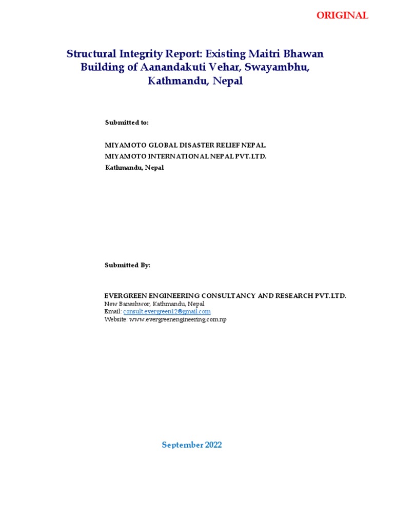 Draft Structure Integrity Report of Existing Aanandakuti Vehar at ...