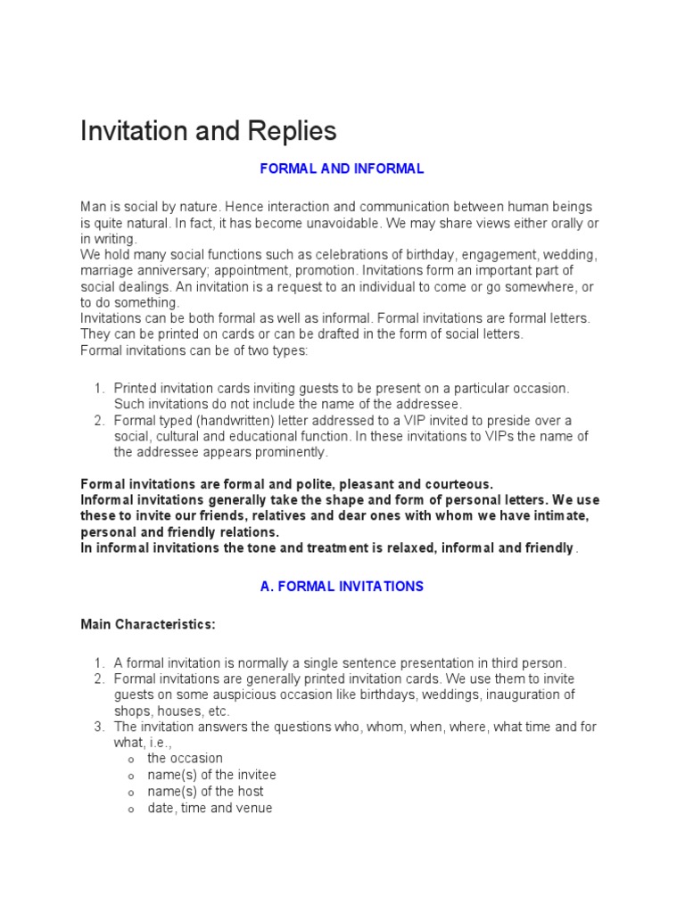 Formal and Informal Invitation Guide | PDF