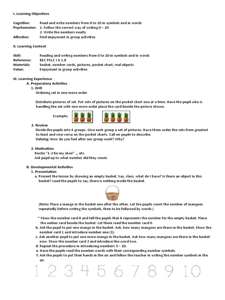 Read and Write Numbers From 0 To 10 in Symbols and in Words LP | PDF ...