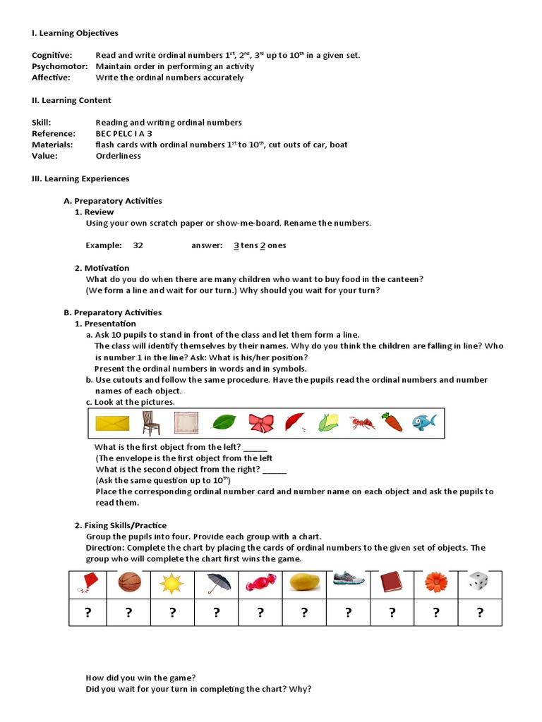 Read and Write Ordinal Numbers 1st, 2nd, 3rd Up To 10th in A Given Set ... Read and Write Ordinal Numbers 1st, 2nd, 3rd Up To 10th in A Given Set ...