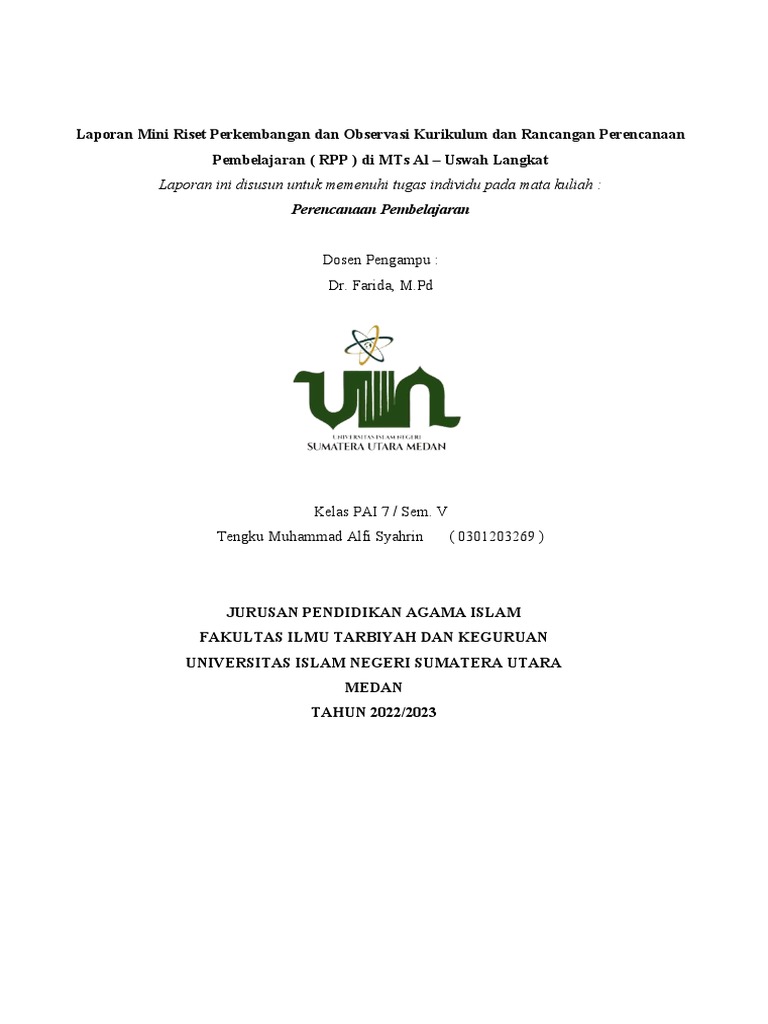 Mini Riset Kurikulum & RPP Tengku Alfi | PDF