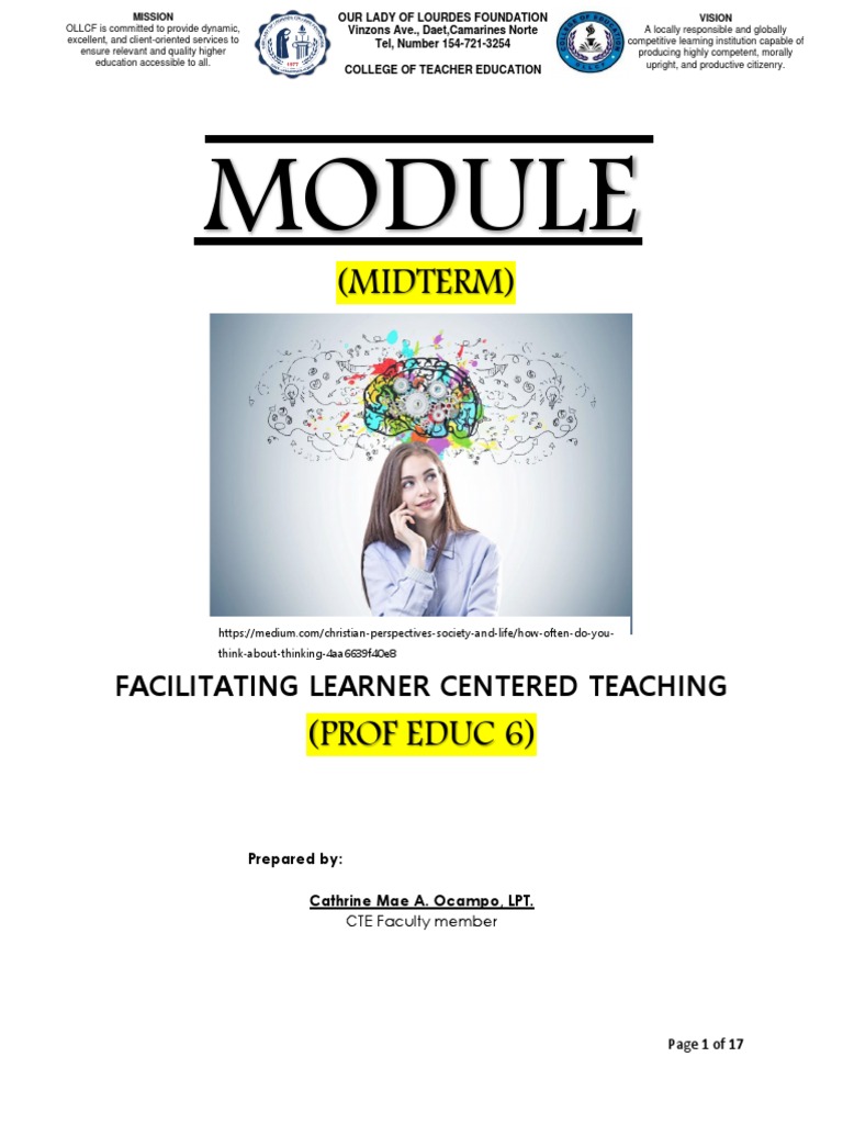 Midterm Learning Module - Facilitating Learning | Download Free PDF | Metacognition | Learning