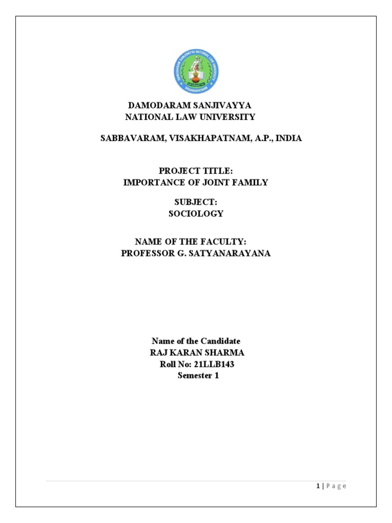 Importance of Joint Family | PDF | Family | Social Institutions