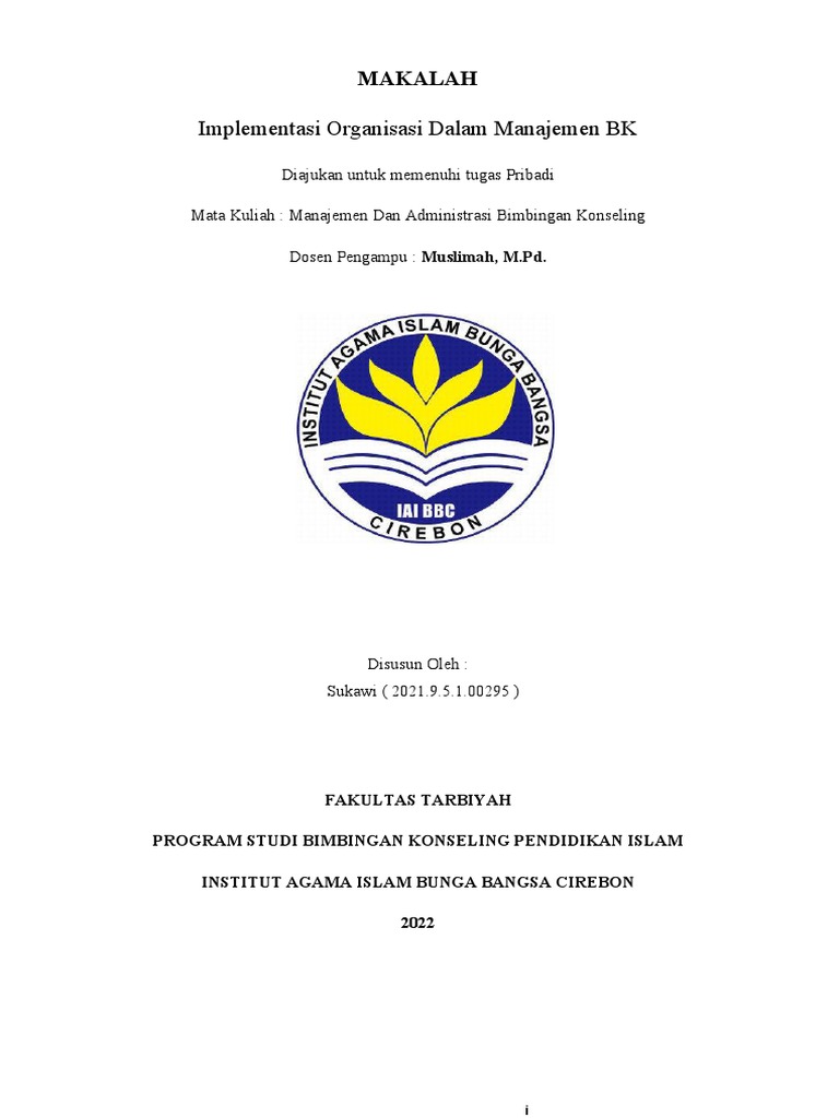 Implementasi Organisasi BK | PDF | Karier & Perkembangan | Sains & Matematika
