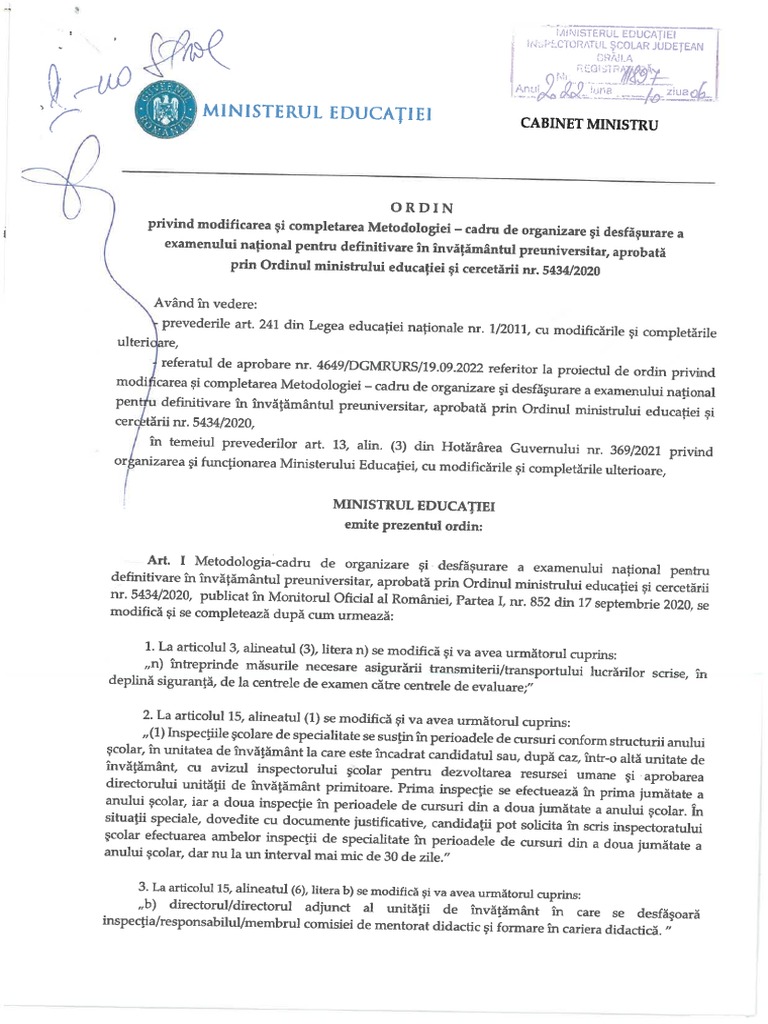 OME 5722 - Modificare Metodologie Definitivat | PDF