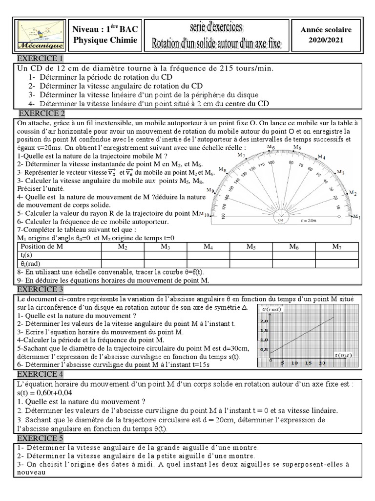 Exercice Rotation Dun Solide 11 | PDF | Mouvement de rotation | Rotation