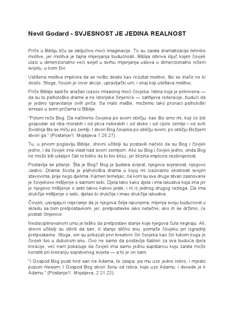 Nevil Godard - SVJESNOST JE JEDINA REALNOST | PDF