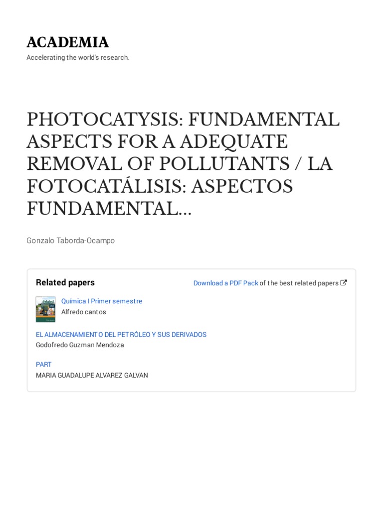 Fotocatalisis - Aspectos Fundamentos | PDF | Agua | Semiconductores