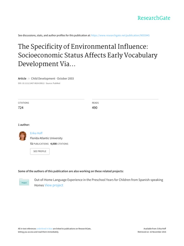 Hoff Ses Via Mom Speech - CD2003-1 | PDF | Socioeconomic Status ...