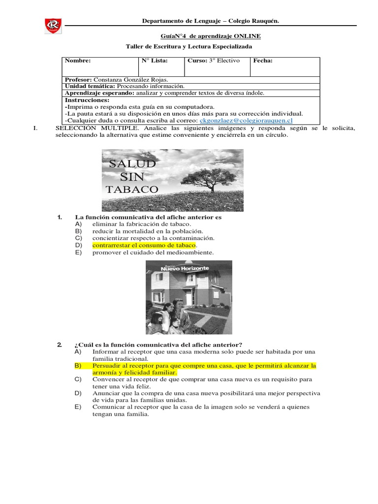 3m.taller de Escritura. Semana - 27 de Abril (SOLUCIONARIO) | PDF | Póster
