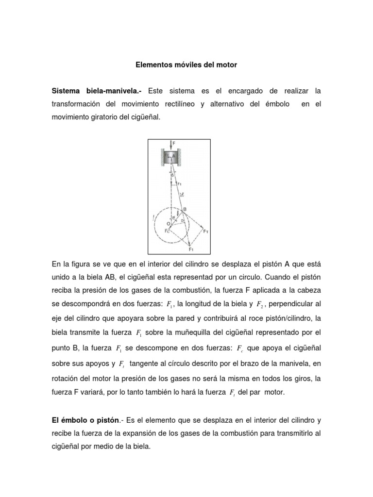 Elementos Móviles del Motor: Pistón y Bielas | PDF | Pistón | Motor de ...