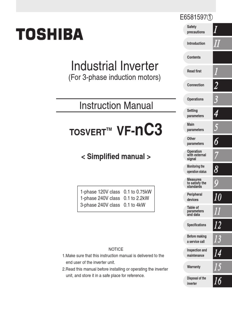 Toshiba vf-nc3 User Manual (Simplified) | PDF | Power Inverter ...
