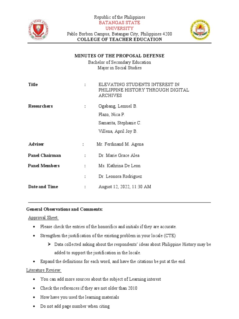 Minutes of The Final Defense | PDF | Communication