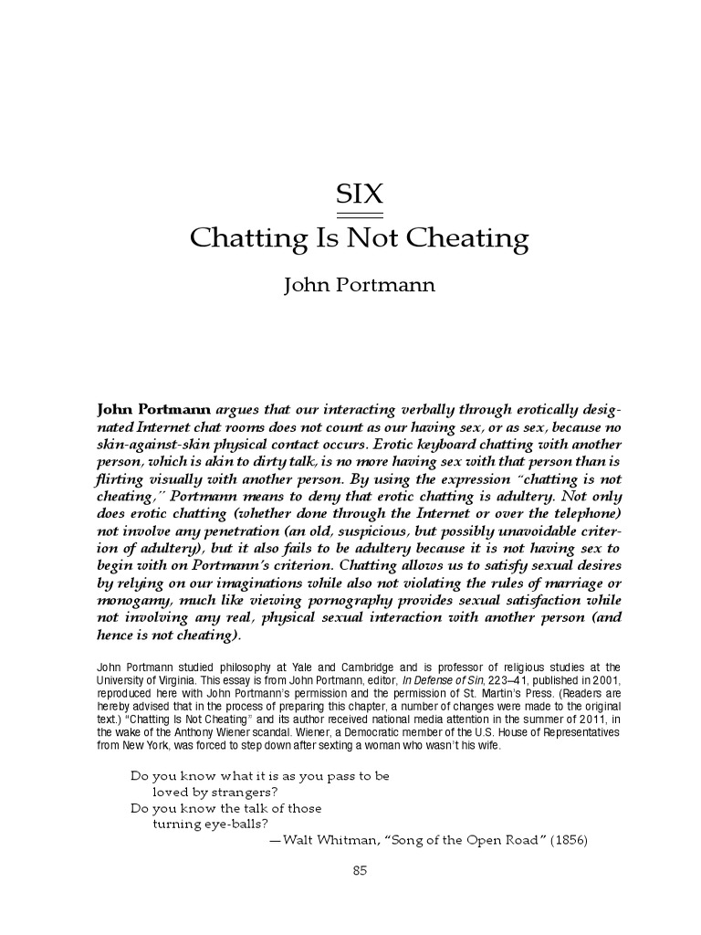 7-John Portmann - Chatting is Not Cheating p.99-115副本 | PDF | Adultery | Masturbation