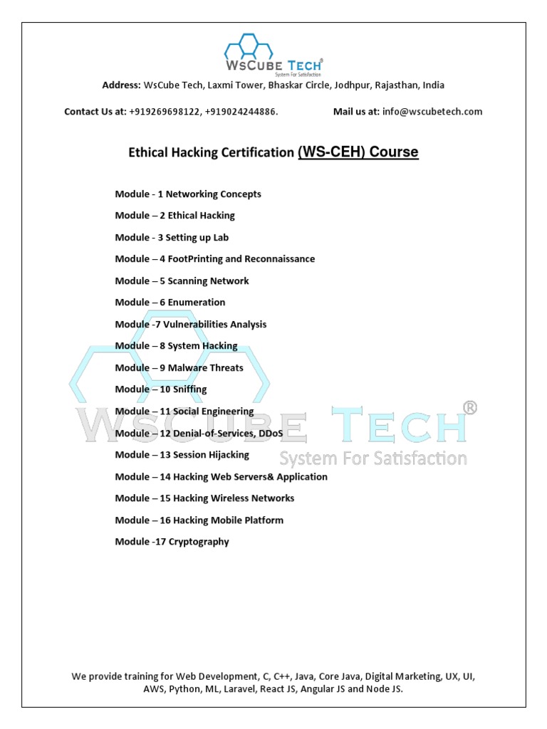 WsCube Tech - Ethical Hacking Certification (WS-CEH) | PDF | Denial Of ...