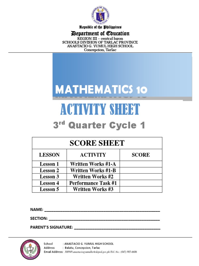 Math10-Las.3rd-1st Set | PDF | Cognitive Science | Learning