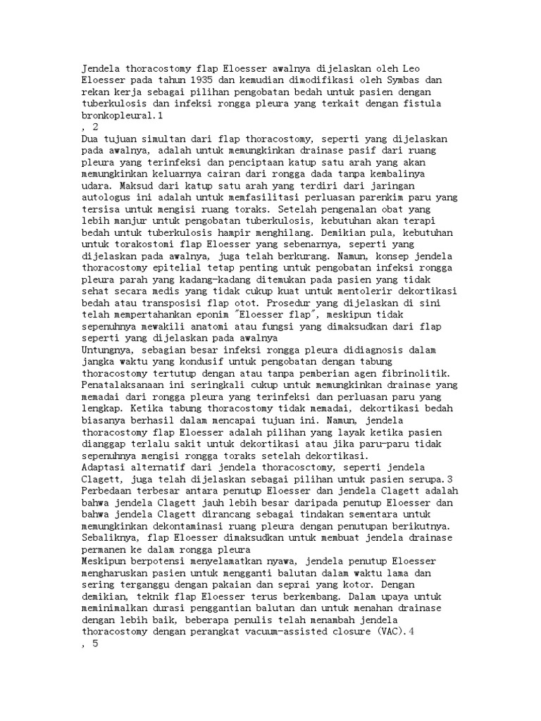 Jendela Thoracostomy Flap Eloesser Awalnya Dijelas | PDF