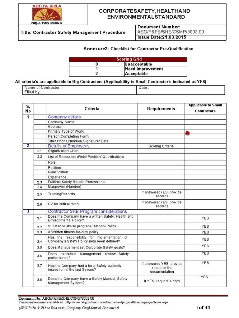 Contractor Pre-Qualification | PDF | Safety | Employment