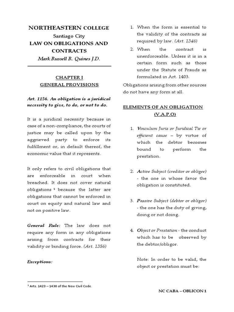 Intro of Law On Oblicon | PDF | Law Of Obligations | Negligence