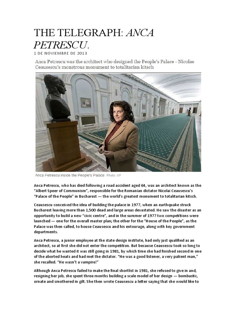 Anca Petrescu - The Telegraph | PDF | Romania