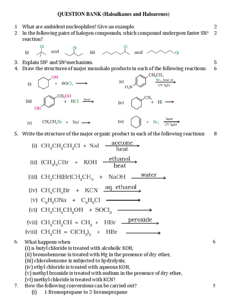 QB - Haloalkane and Haloarene | PDF | Unit Processes | Carbon Compounds