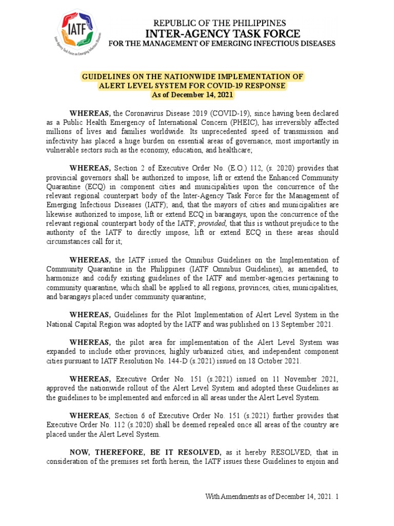 Guidelines-Alert-Level-System-for-COVID-19-Response 12142021 | PDF