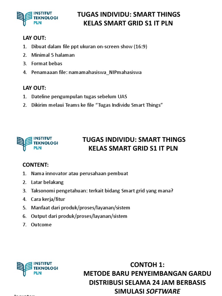 Guideline Tugas Individu Smart Things Kelas Smart Grid S1 IT PLN | PDF