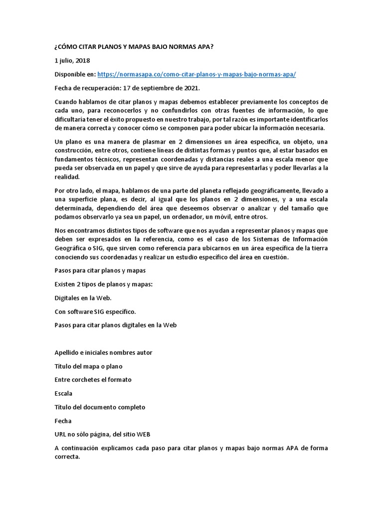 Cómo Citar Planos y Mapas Bajo Normas | PDF | Sistema de información geográfica | Mapa