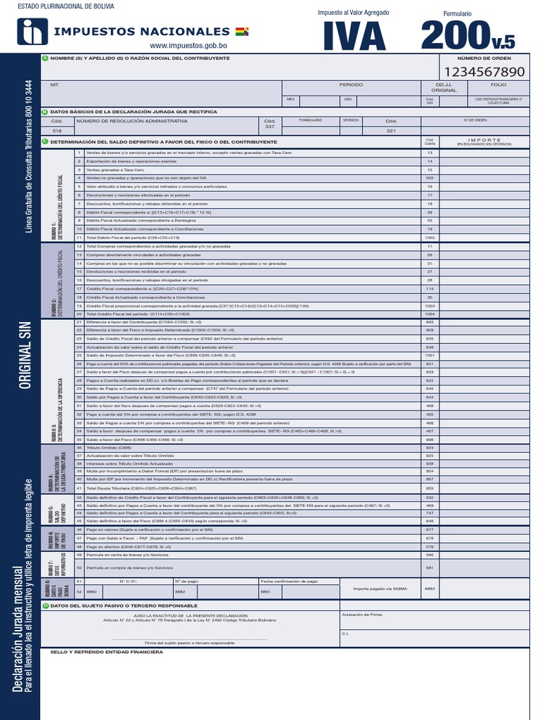 Formato F200v5 | PDF | Impuesto al valor agregado | Impuestos