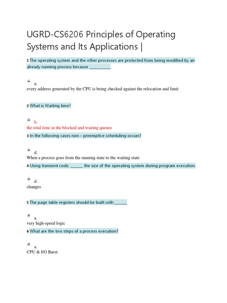Principles of Operating Systems and Its Applications | PDF | Scheduling (Computing) | Process ...