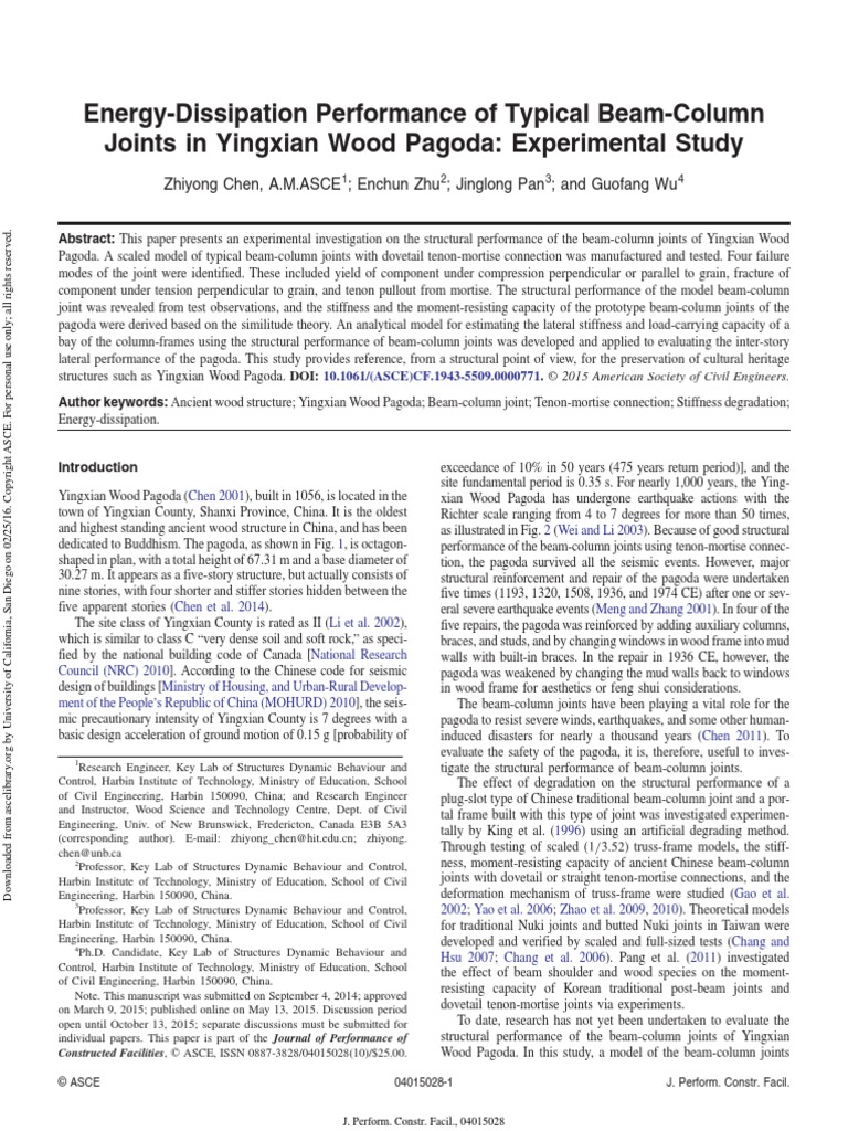 Energy-Dissipation Performance of Typical Beam-Column Joints in ...